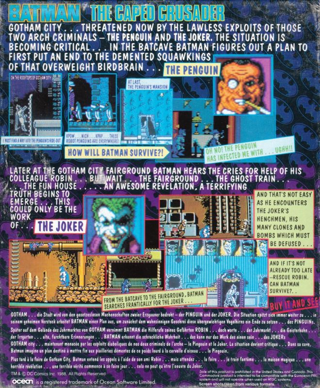 Batman: The Caped Crusader cover or packaging material - MobyGames