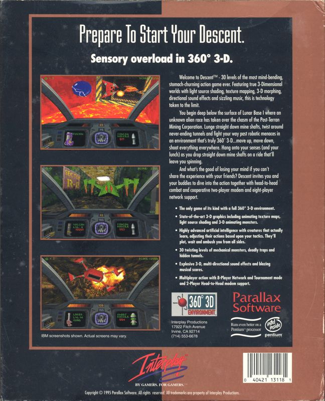 Descent cover or packaging material - MobyGames