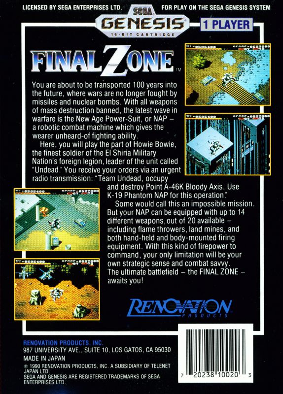 Final Zone cover or packaging material - MobyGames