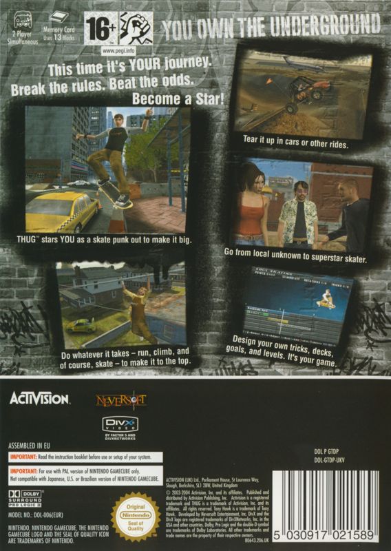 Tony Hawk's Underground cover or packaging material - MobyGames