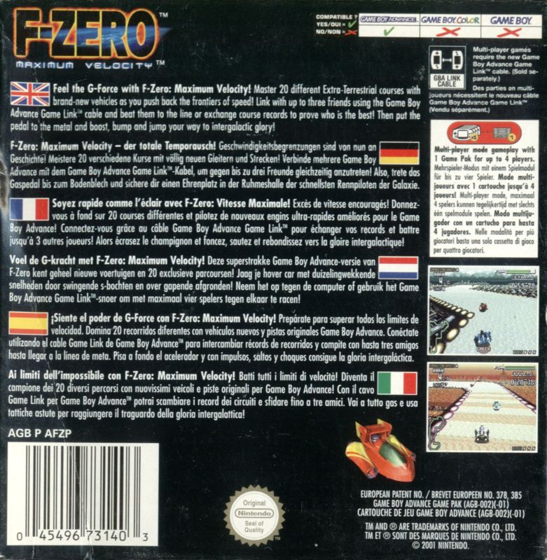 F-Zero: Maximum Velocity cover or packaging material - MobyGames