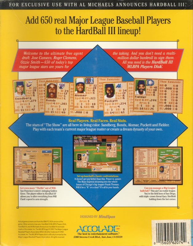 HardBall III: MLBPA Players Disk cover or packaging material - MobyGames