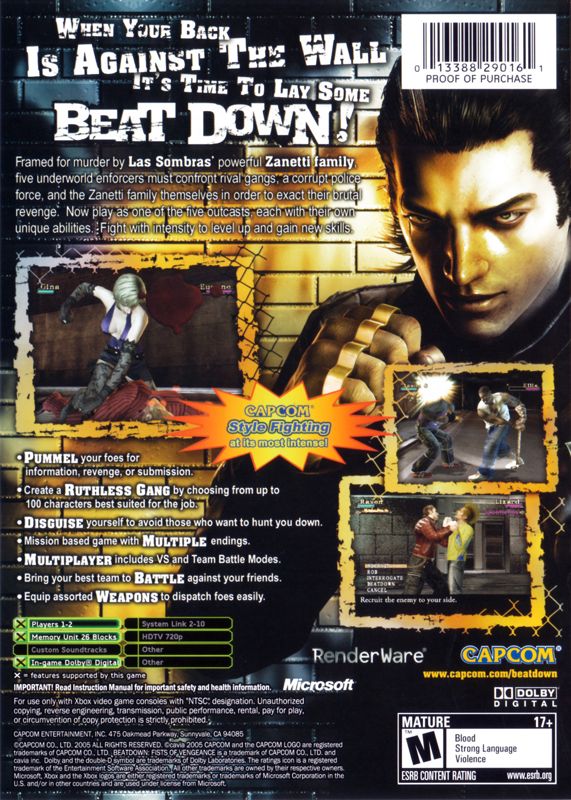 Beat Down: Fists of Vengeance cover or packaging material - MobyGames