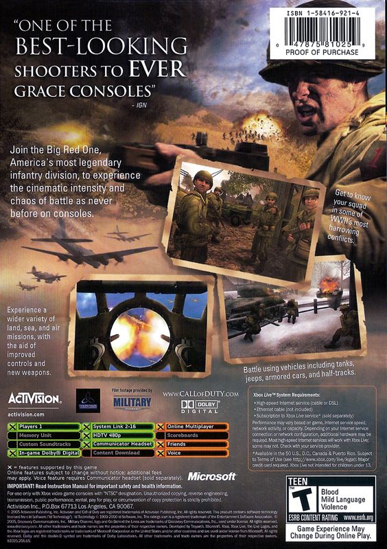 Call of Duty 2: Big Red One cover or packaging material - MobyGames