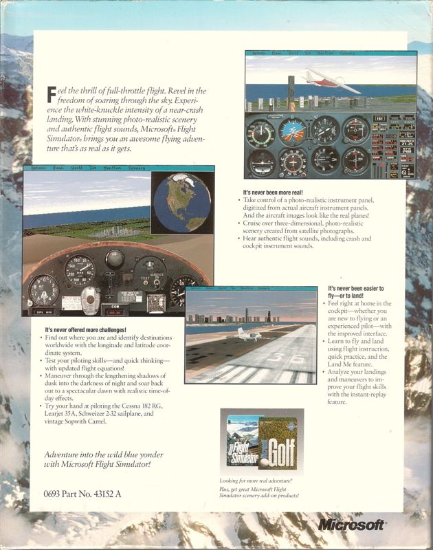 Microsoft Flight Simulator (v5.0) cover or packaging material - MobyGames