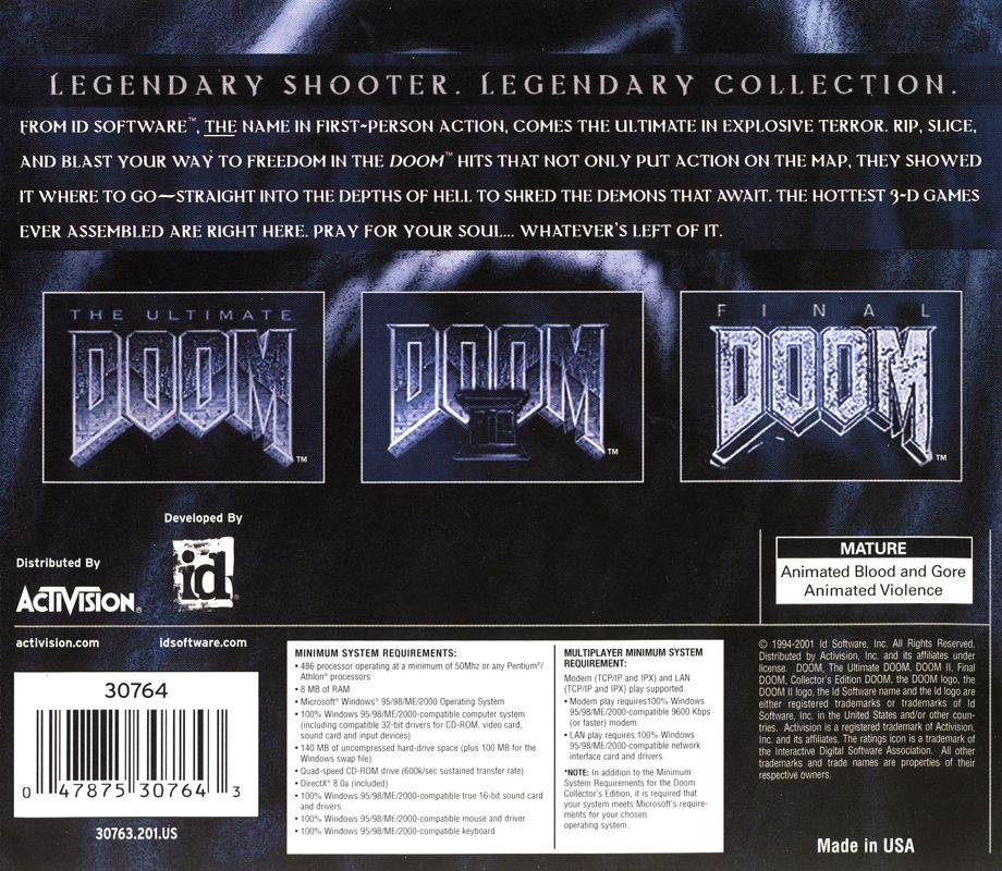 DOOM: Collector's Edition cover or packaging material - MobyGames