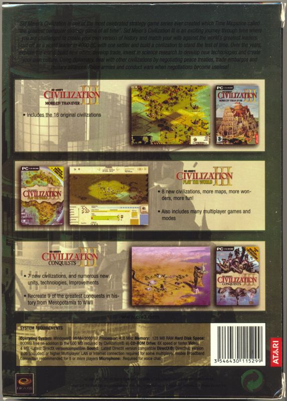 Sid Meier's Civilization III: Complete cover or packaging material ...