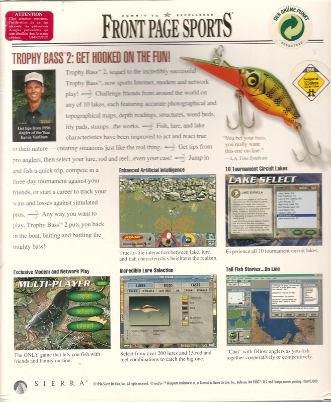 Front Page Sports: Trophy Bass 2 cover or packaging material - MobyGames