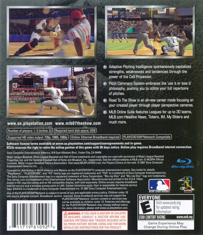 MLB 07: The Show cover or packaging material - MobyGames