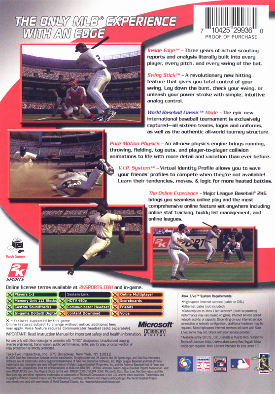Major League Baseball 2K6 cover or packaging material - MobyGames