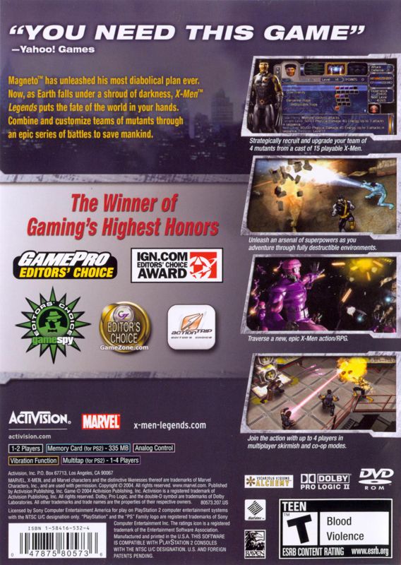 X-Men: Legends cover or packaging material - MobyGames