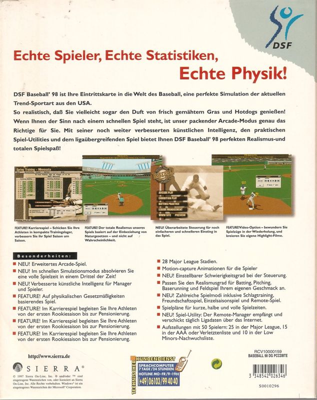 Front Page Sports: Baseball Pro '98 cover or packaging material - MobyGames