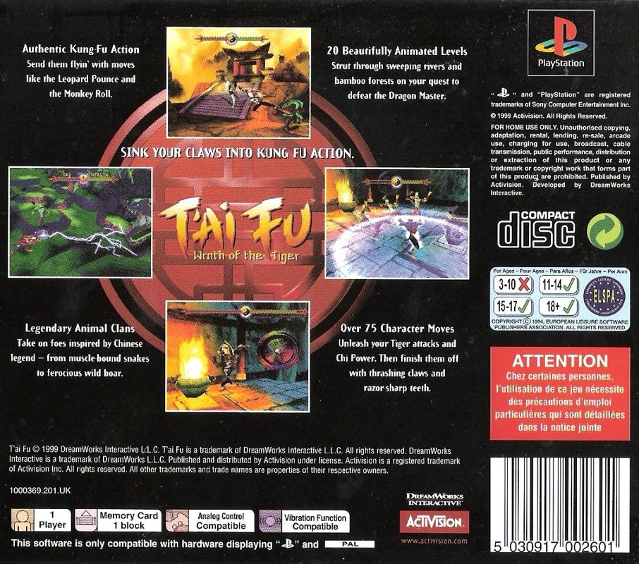 T'ai Fu: Wrath of the Tiger cover or packaging material - MobyGames