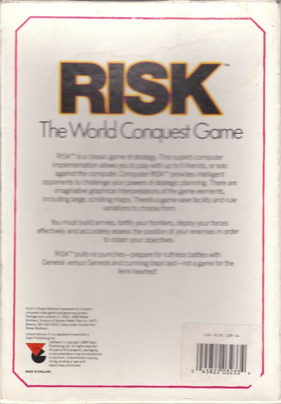 The Computer Edition of Risk: The World Conquest Game cover or ...
