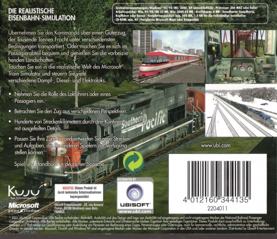 Microsoft Train Simulator cover or packaging material - MobyGames