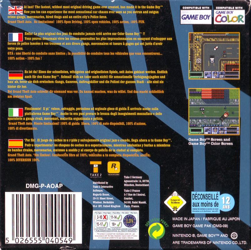 Grand Theft Auto cover or packaging material - MobyGames