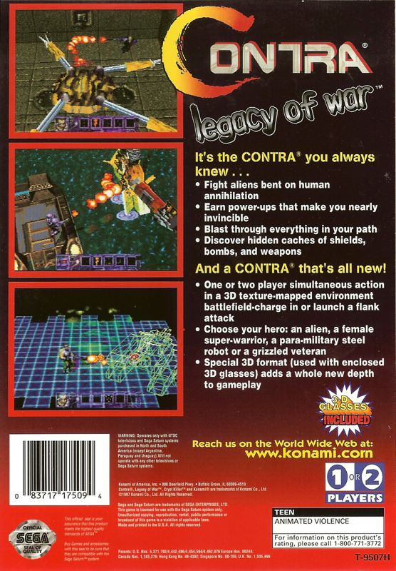 Contra: Legacy of War cover or packaging material - MobyGames