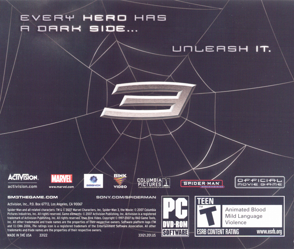 Spider-Man 3 cover or packaging material - MobyGames