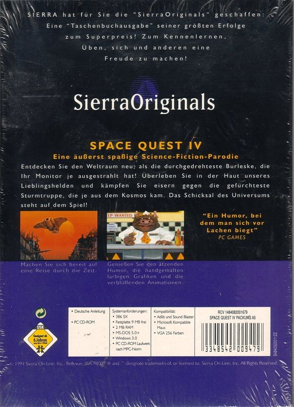 Space Quest IV: Roger Wilco and the Time Rippers cover or packaging ...