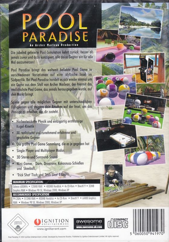 Archer Maclean Presents Pool Paradise cover or packaging material - MobyGames