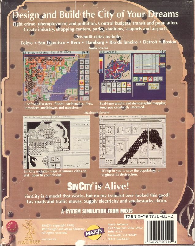 SimCity cover or packaging material - MobyGames