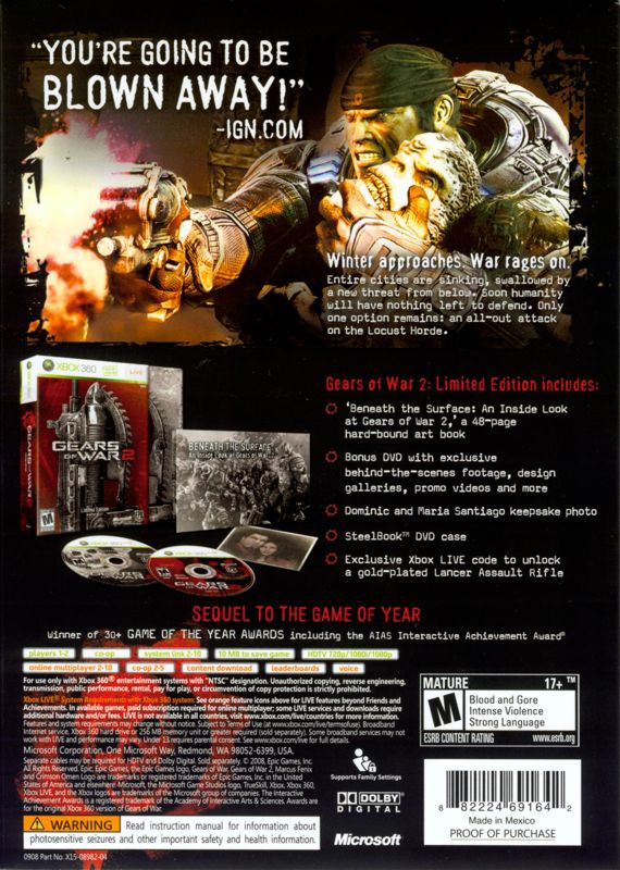 Gears of War 2 (Limited Edition) cover or packaging material - MobyGames
