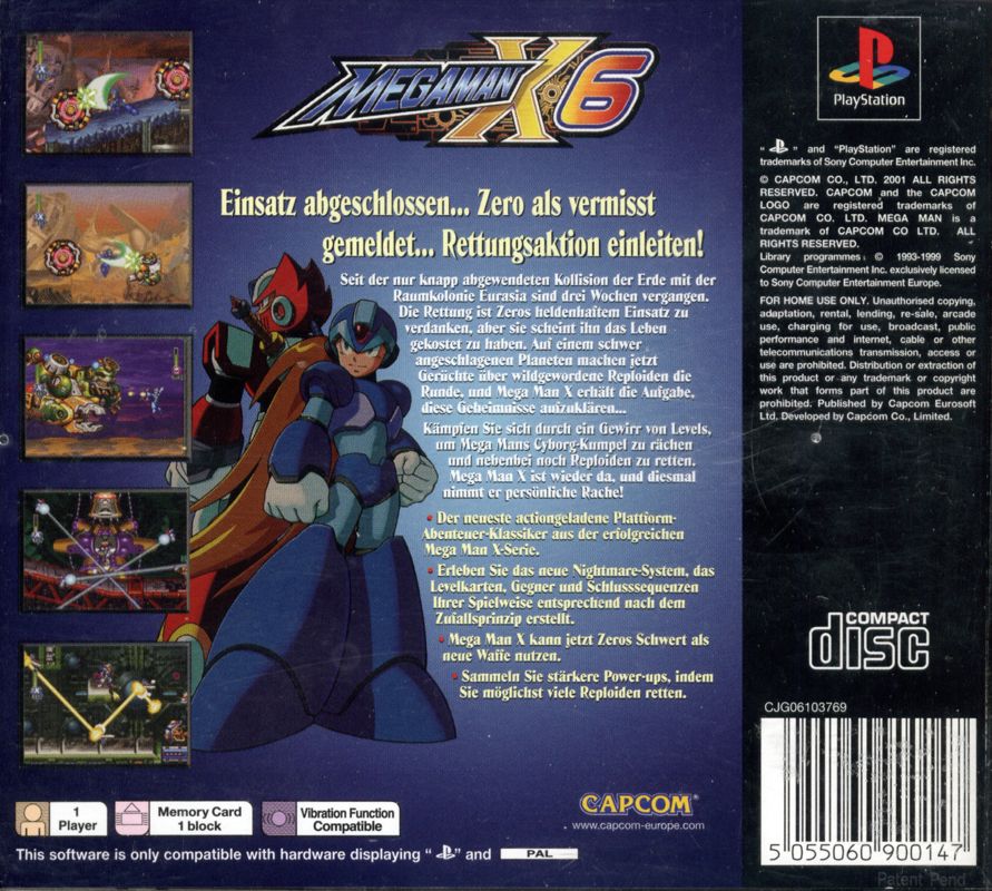 Mega Man X6 cover or packaging material - MobyGames