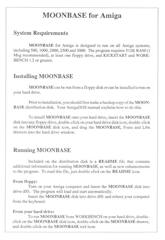 Moonbase cover or packaging material - MobyGames