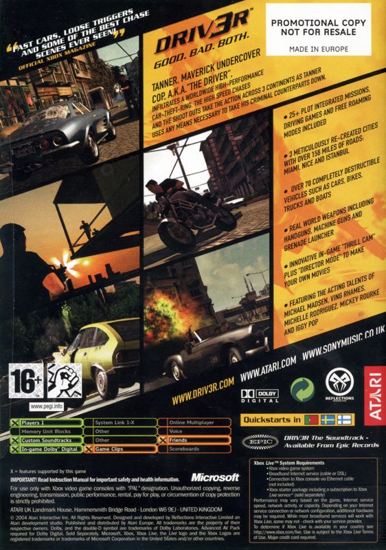 Driv3r cover or packaging material - MobyGames
