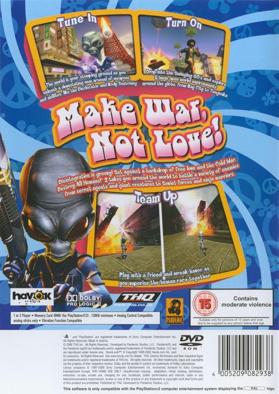 Destroy All Humans! 2 cover or packaging material - MobyGames