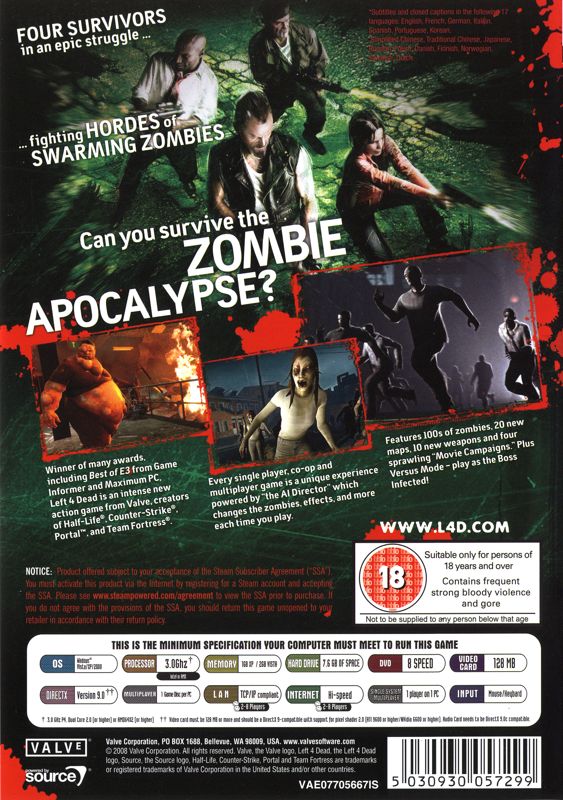 Left 4 Dead cover or packaging material - MobyGames