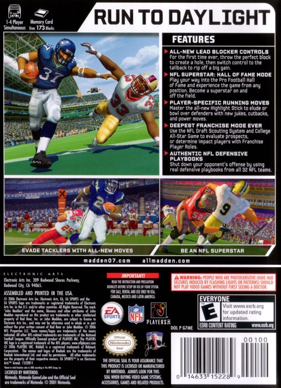 Madden NFL 07 cover or packaging material - MobyGames