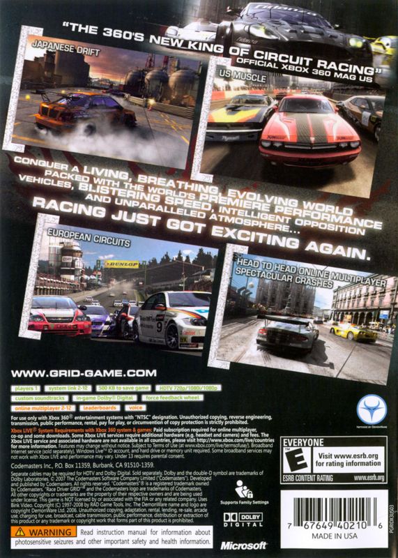 GRID cover or packaging material - MobyGames