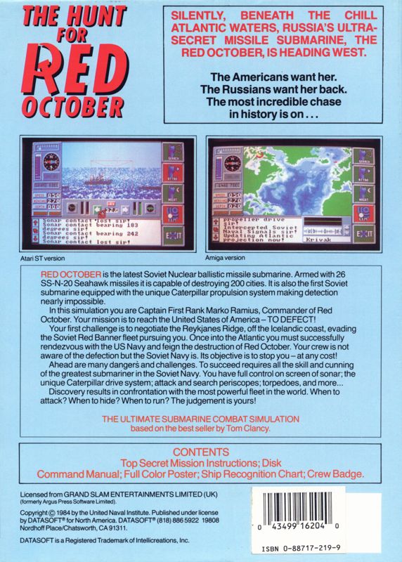 The Hunt for Red October cover or packaging material - MobyGames