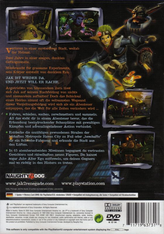 Jak II cover or packaging material - MobyGames