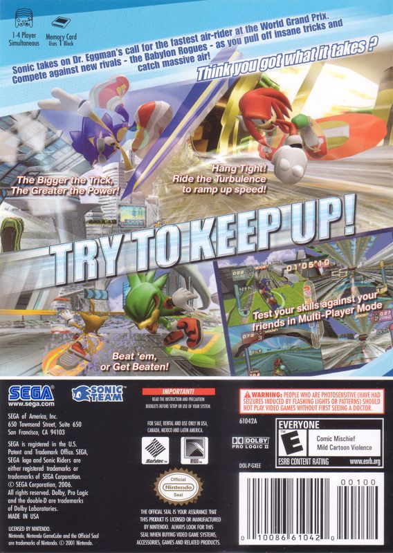 Sonic Riders cover or packaging material - MobyGames