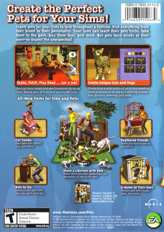 The Sims 2: Pets cover or packaging material - MobyGames