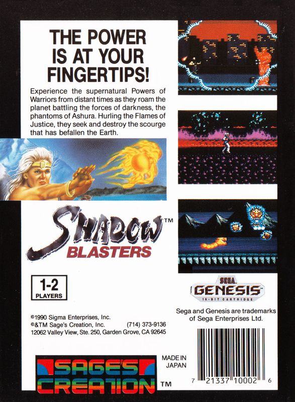 Shadow Blasters cover or packaging material - MobyGames