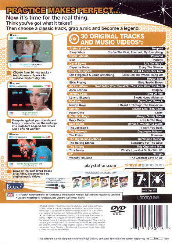 SingStar: Legends cover or packaging material - MobyGames