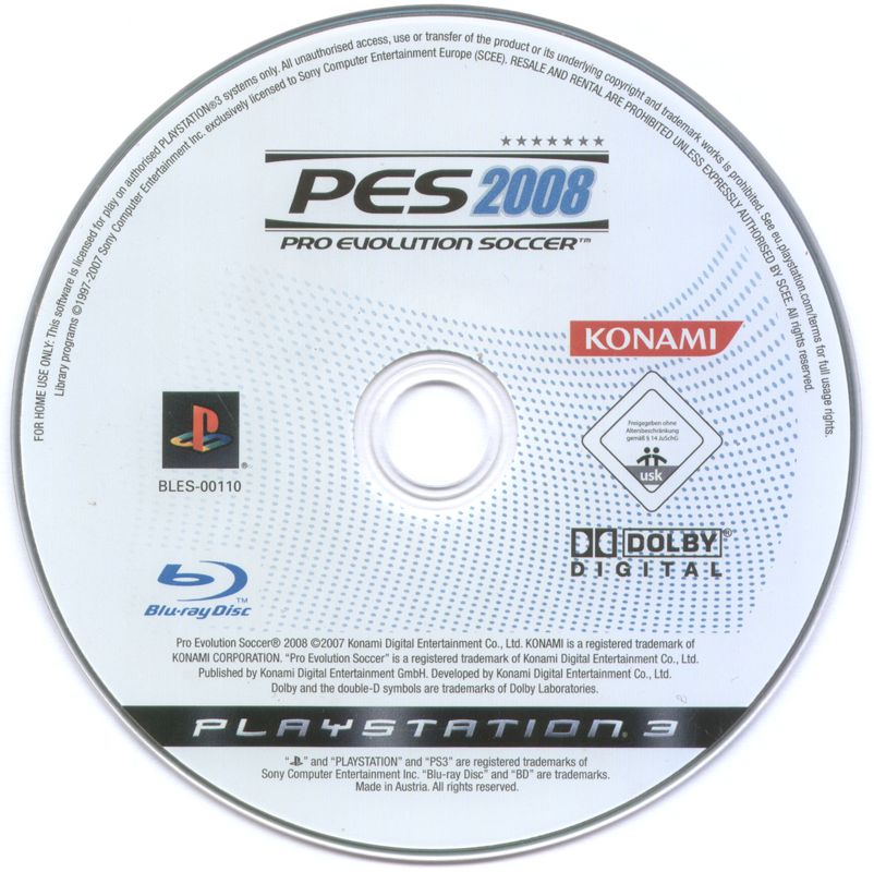 PES 2008: Pro Evolution Soccer cover or packaging material - MobyGames