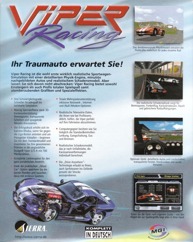 Viper Racing cover or packaging material - MobyGames
