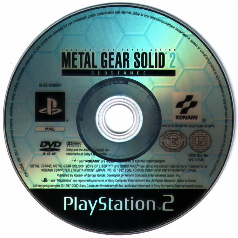 Metal Gear Solid 2: Substance cover or packaging material - MobyGames