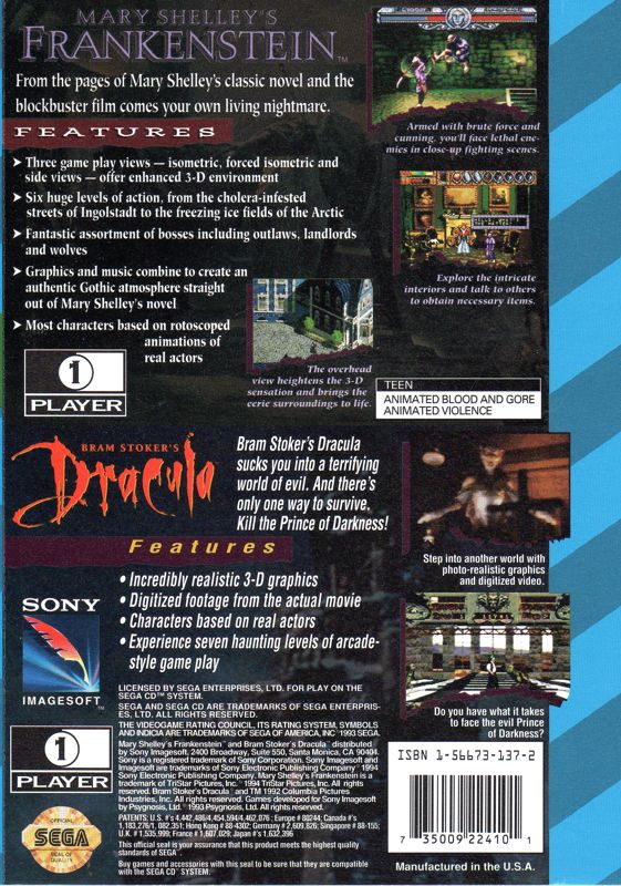 Mary Shelley's Frankenstein / Bram Stoker's Dracula cover or packaging ...