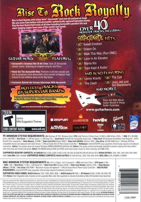 Guitar Hero: Aerosmith cover or packaging material - MobyGames