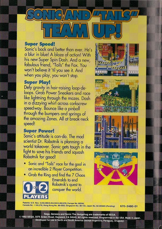 Sonic the Hedgehog 2 cover or packaging material - MobyGames