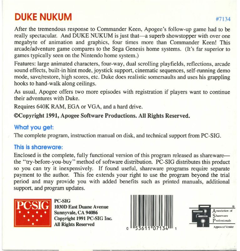 Duke Nukem cover or packaging material - MobyGames