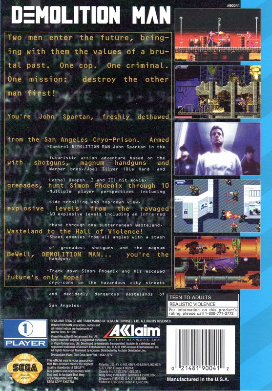 Demolition Man cover or packaging material - MobyGames