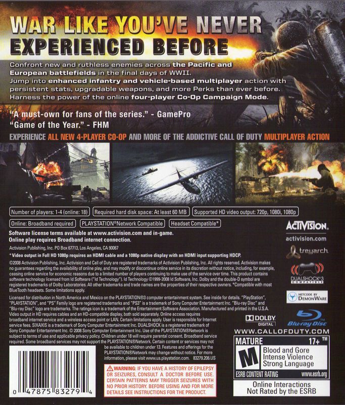 Call of Duty: World at War cover or packaging material - MobyGames