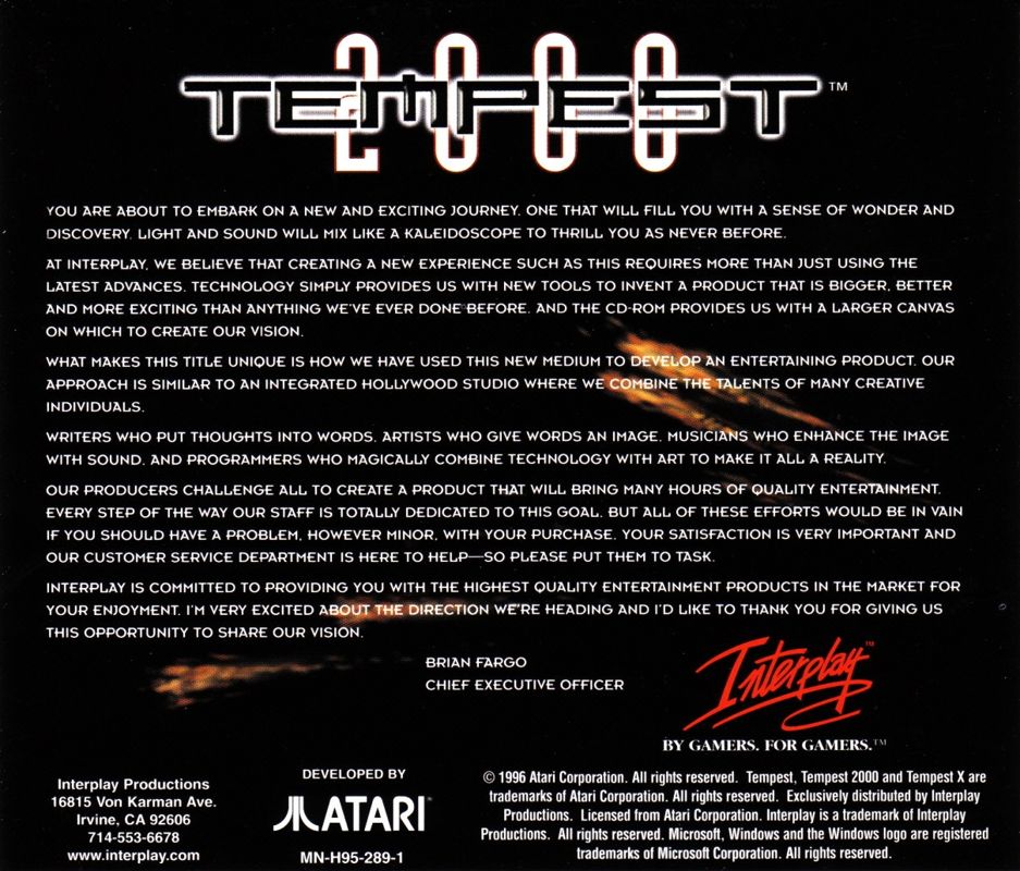 Tempest 2000 cover or packaging material - MobyGames