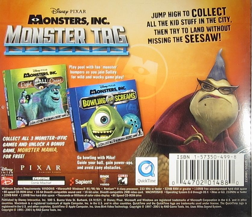 Monsters Inc Monster Tag